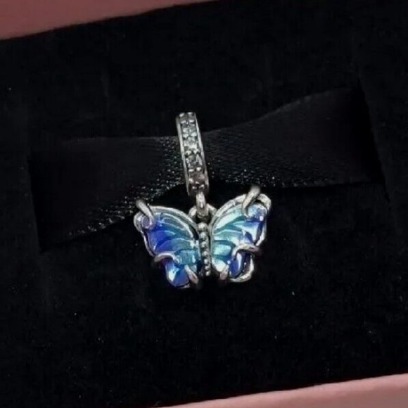 Pandora | Jewelry | Pandora Blue Murano Glass Butterfly Dangle Charm ...